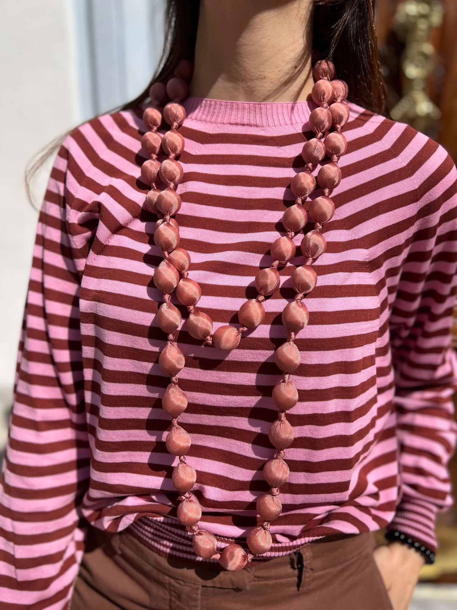 Collar il Baco Da Seta Maxi Bolas Seda Rosa Palo – ilbacodaseta