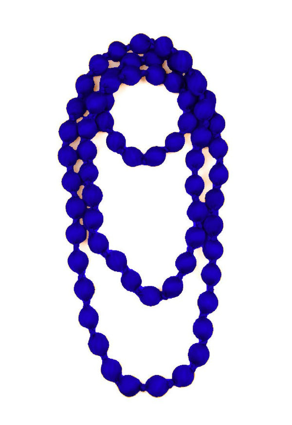 Collar il Baco Da Seta Maxi Bolas Seda Azul Medio